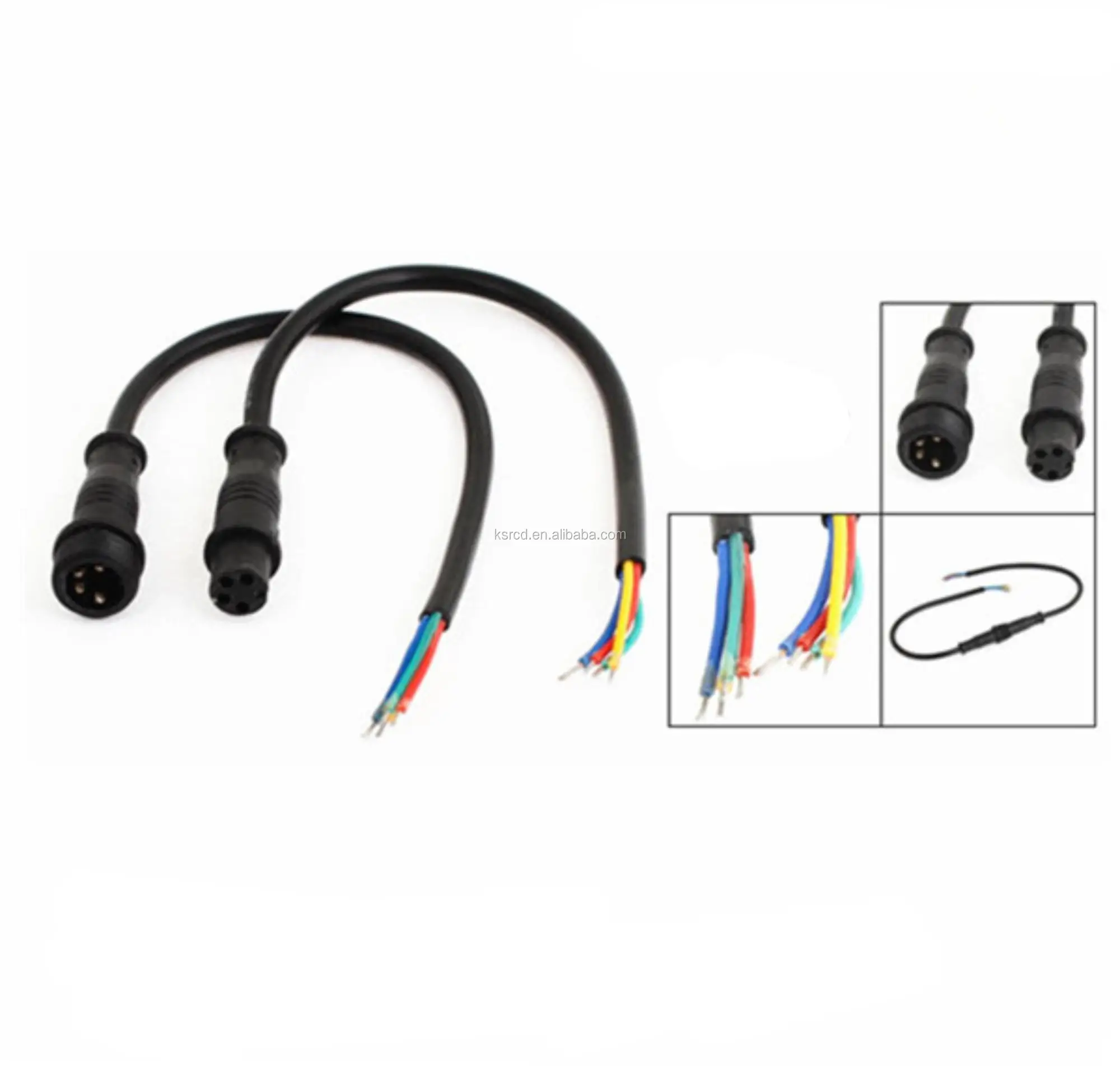 Conector De Cable Eléctrico M12,Cable Impermeable Ip68 Macho A Hembra De 2 Pines,3 Pines,4 Pines ...