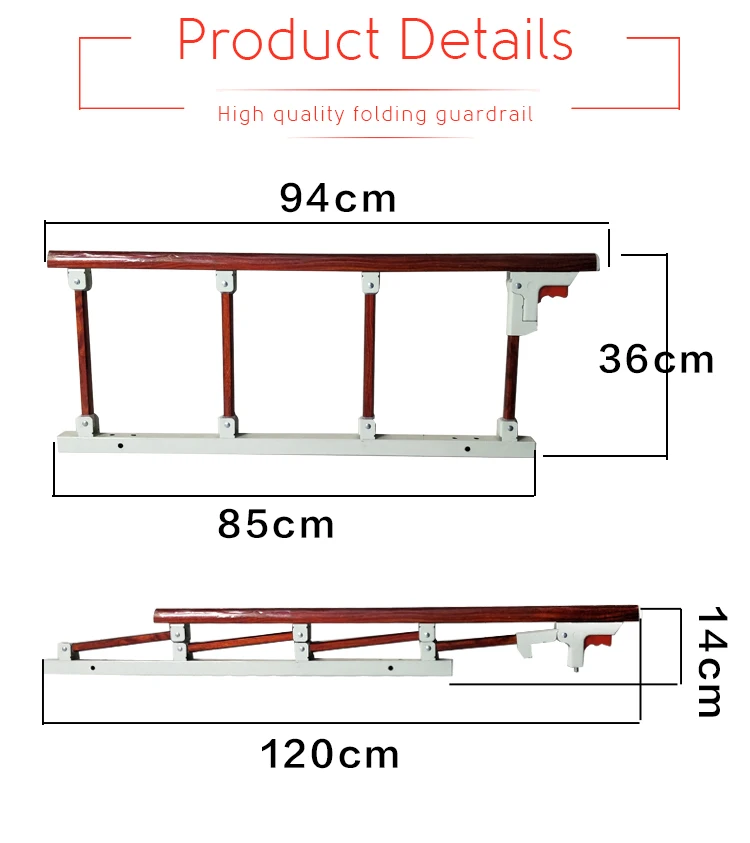Foldable Bed Side Rails - Secure & Durable Hospital Equipment