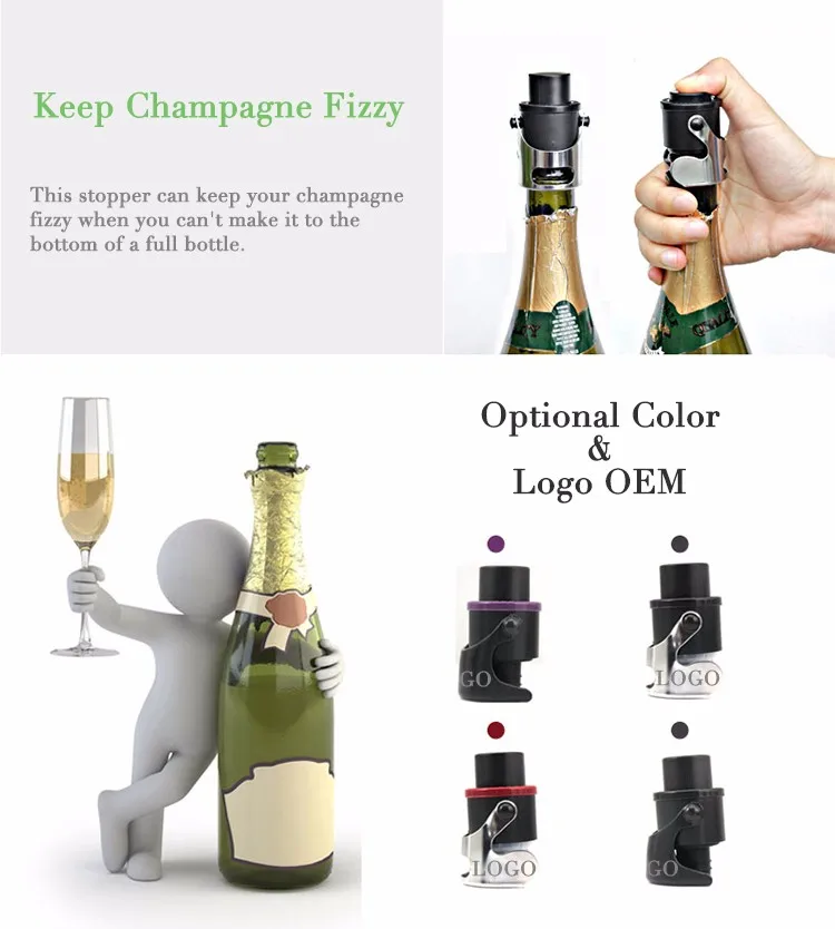 Xbs04 단일 스테인레스 래치와 식품 학년 플라스틱 펌프 진공 스파클링 와인 스토퍼 샴페인 스토퍼 Fizz Preserver ...