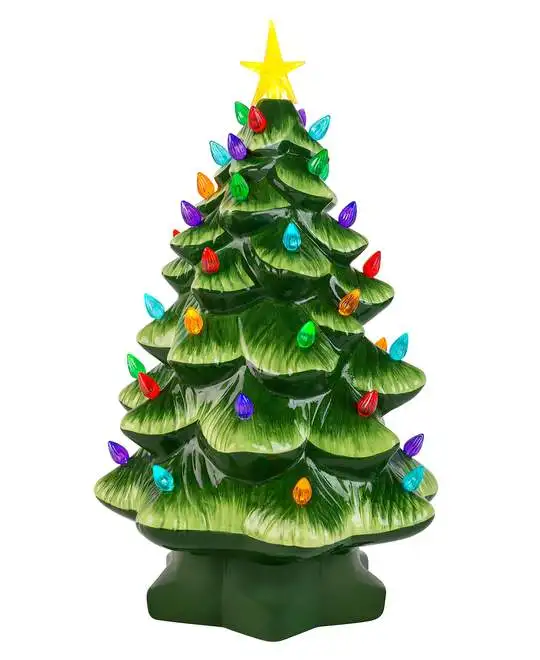 Vintage Nostalgic Ceramic Christmas Tree with LED Lighting