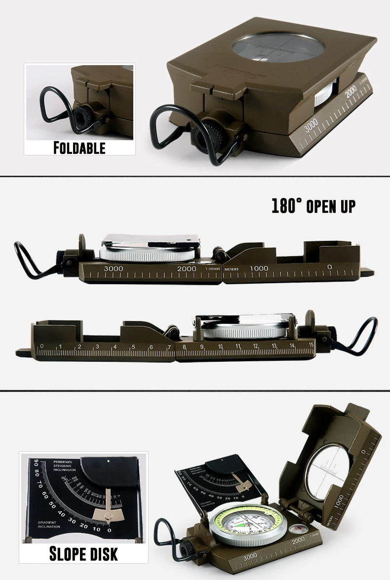 High-end American Compass with Scale, Level, and Slope Meter