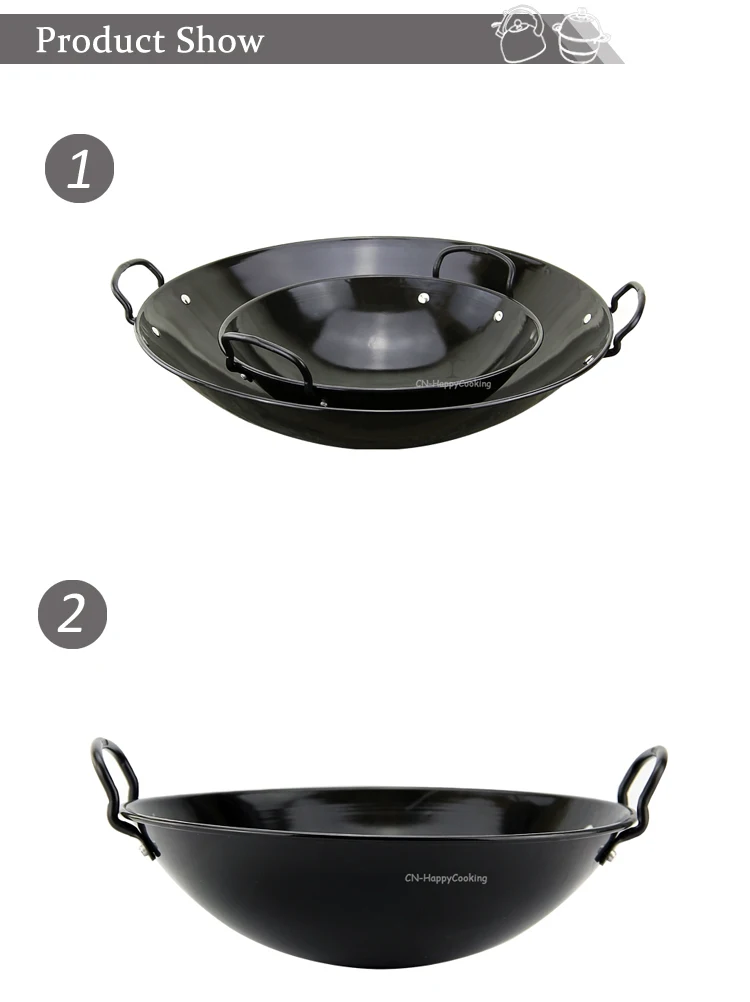 Happycooking Enamel Cast Iron Cookware Set - Chinese Wok