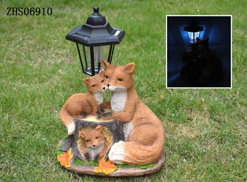 Fox Solar Light Statue Polyresin Figurine Garden Decoration - Buy ...