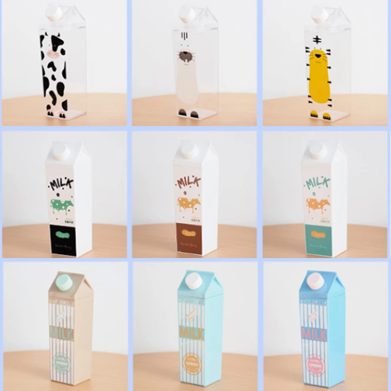 500ml Rectangle Transparent Milk Carton Shaped Plastic Water Bottle ...