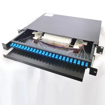 32 Port Sc / Apc Sliding Fiber Optic Patch Panel With 2 Splice Tray ...