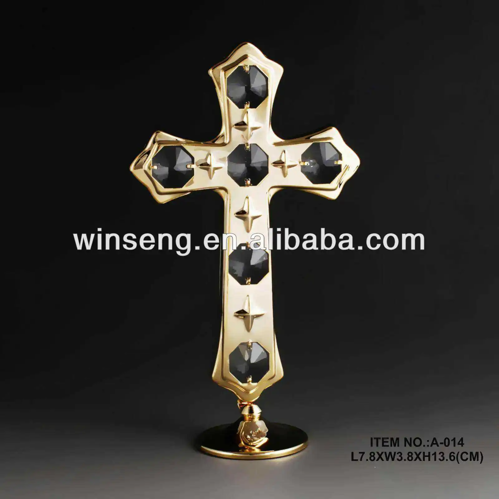 24k Gold Plated Cross Stand For Decoration With Crystals - Buy Cross ...