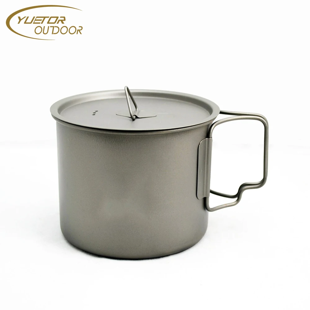 Titanium Pot Mug Outdoor Ultralight Portable Titanium Camping Pots ...