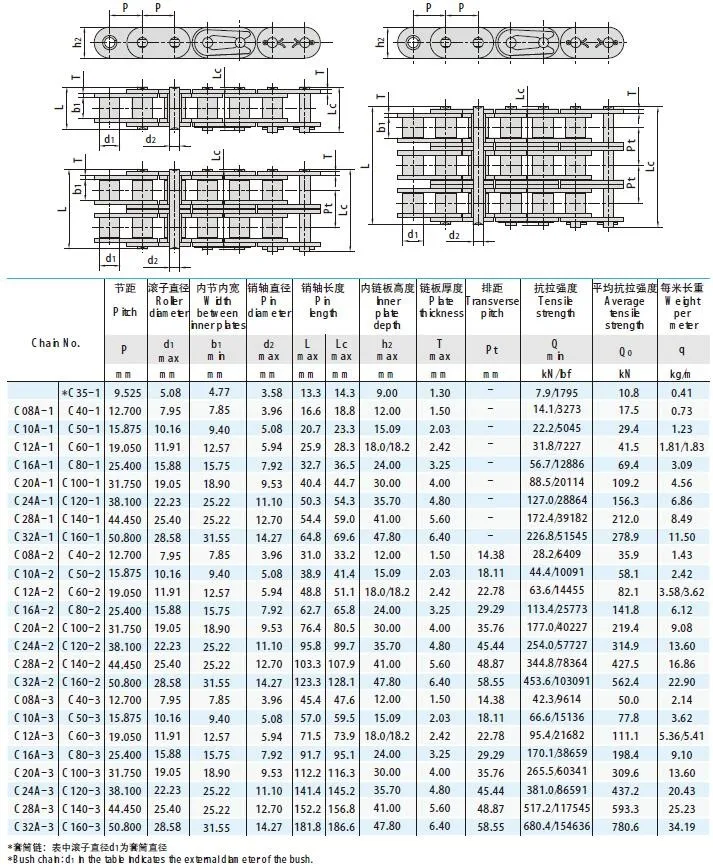 Roller Chains with Straight Side Plates - HZPT Conveyor