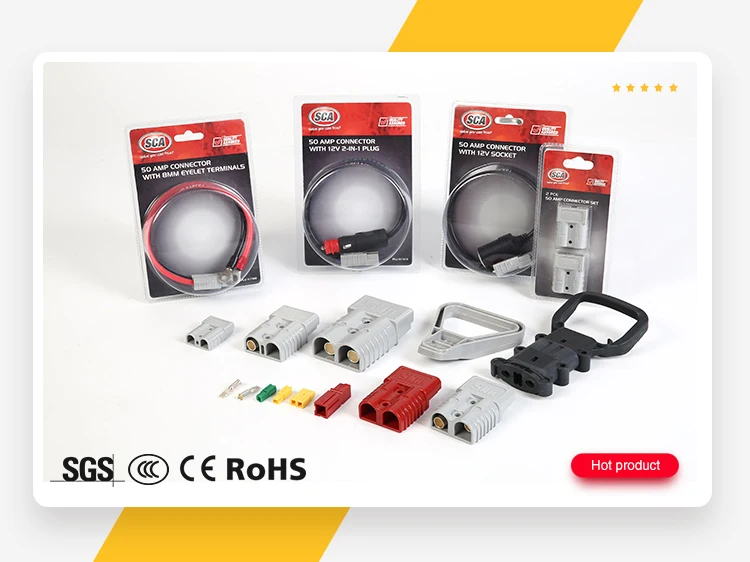 Customized 2-pin Solar Cell Connector Wire Harness 50a 175a 350a 600v ...