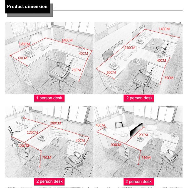 Modern Office Workstation L Shaped Workstation Mfc Melamine Wooden ...