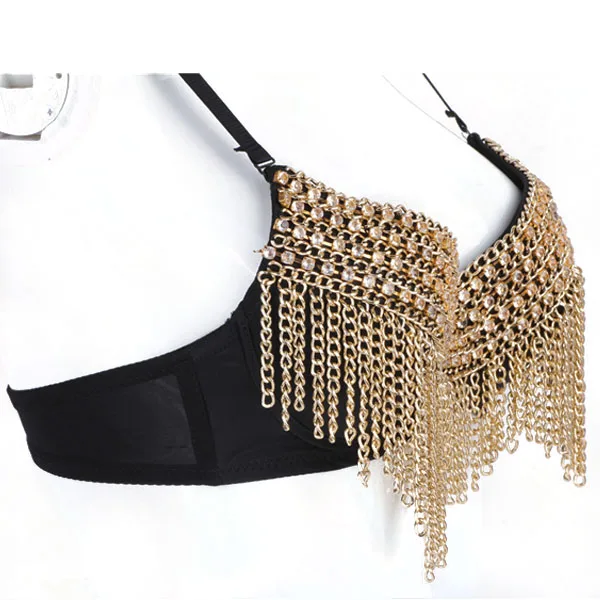 High Quality Sexy Metallic Golden Beauty Chain Bra - Buy Chain Bra ...
