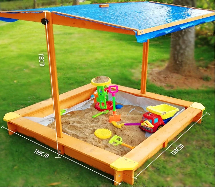 Custom Collins Kids Wooden Sandpit Play Veranda Sand Box With Umbrella ...