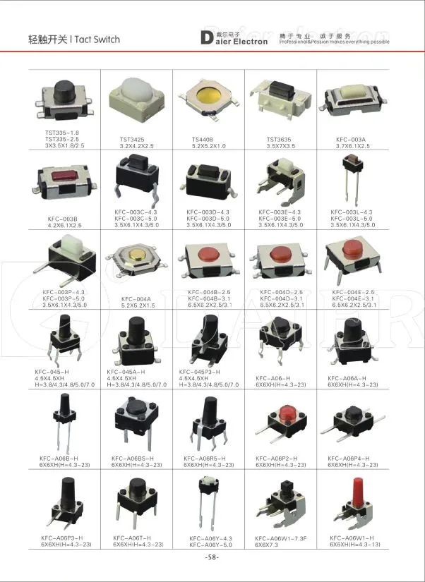 6x6 Illuminated Tactile Switch 6 Pin Tact Switch with LED SMD Terminal