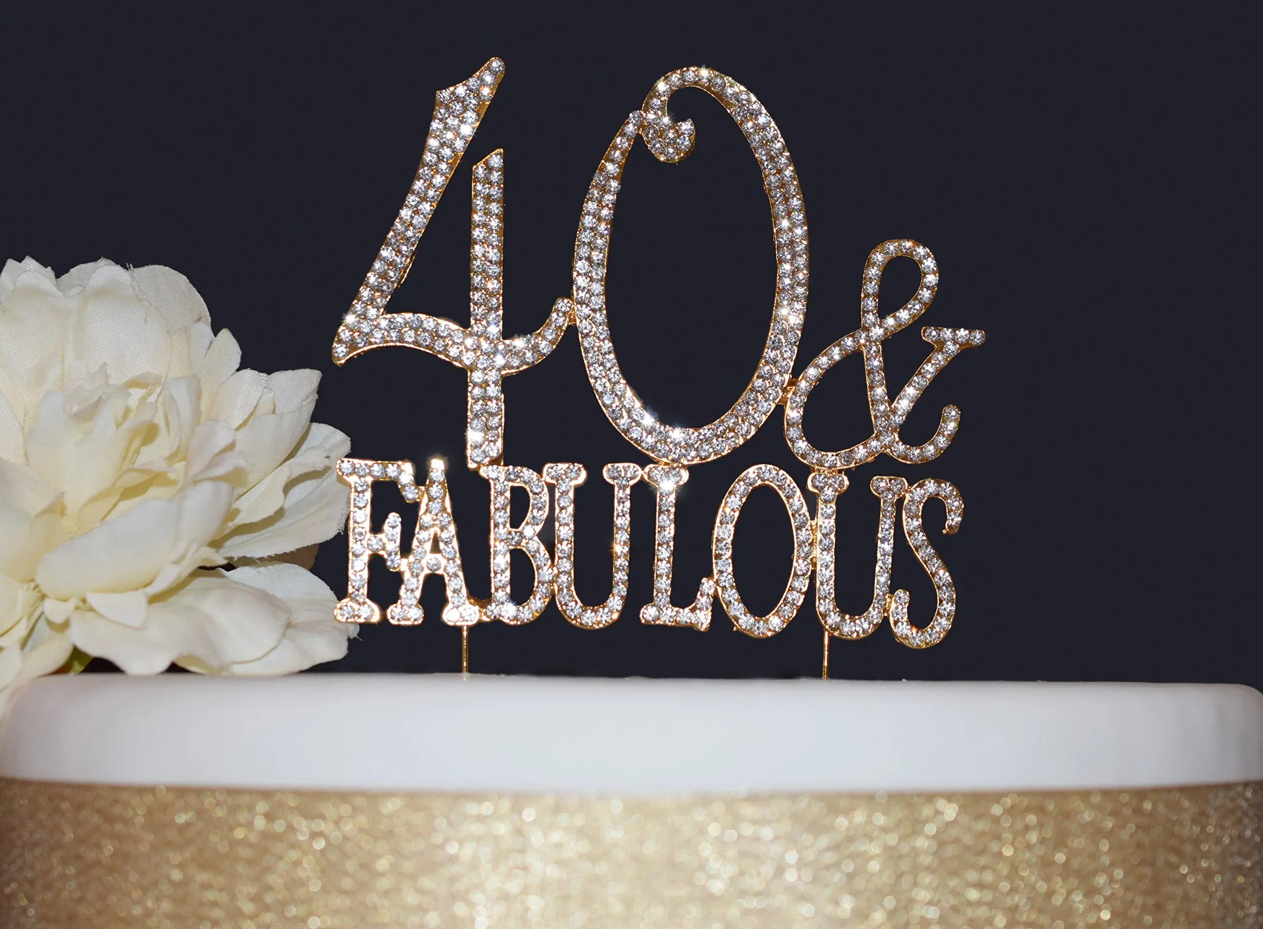 40 And Fabulous Birthday Cake Topper Rhinestone Monogram Number 40 ...