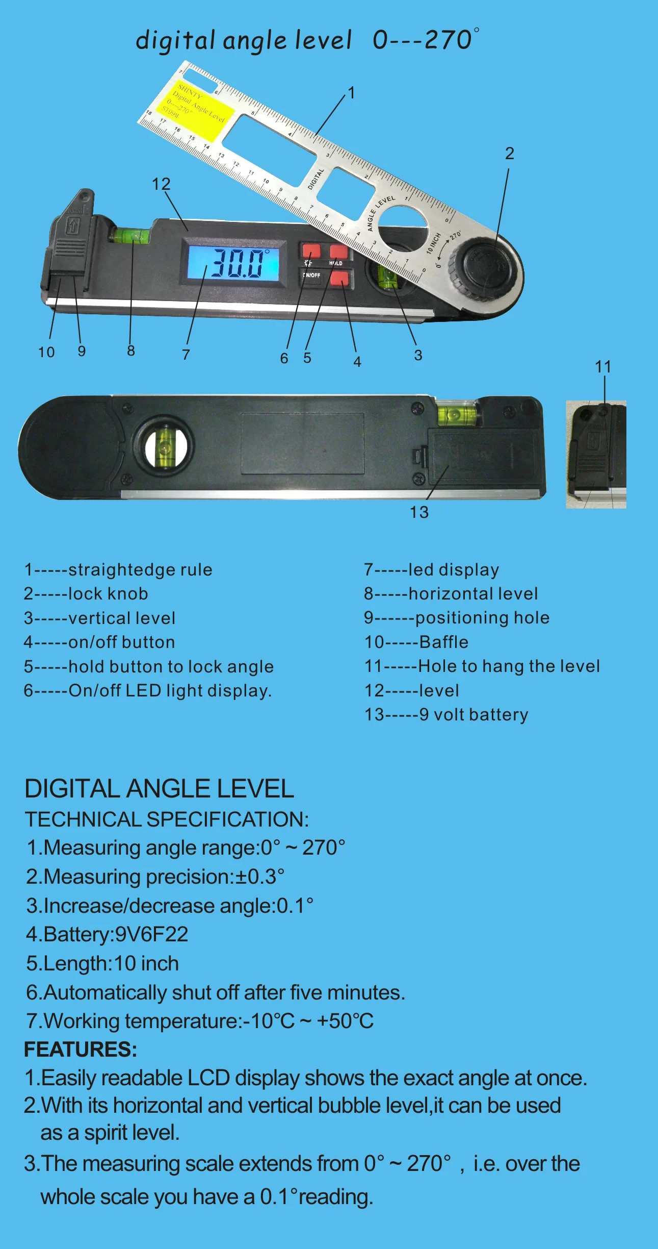 High Quality Electronic Ruler - Digital Calibrated Protractor