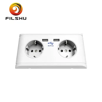 Euro Usb Wall Socket 220v Eu 2 Gang 2 Way Electrical Switch Socket ...