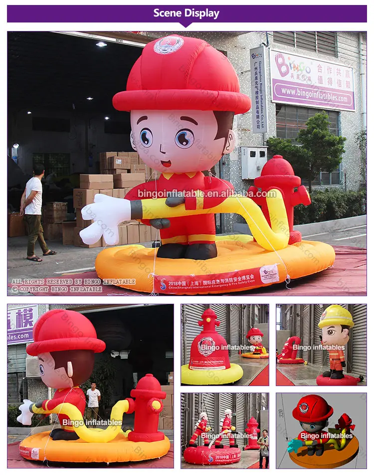 2.2m High Inflatable Fireman Costume / Fireman Walking Costume For ...