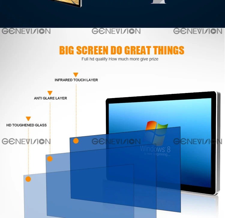 98 Inch Wall Mount Monitor Big Screen Tv High Brightness Touch ...