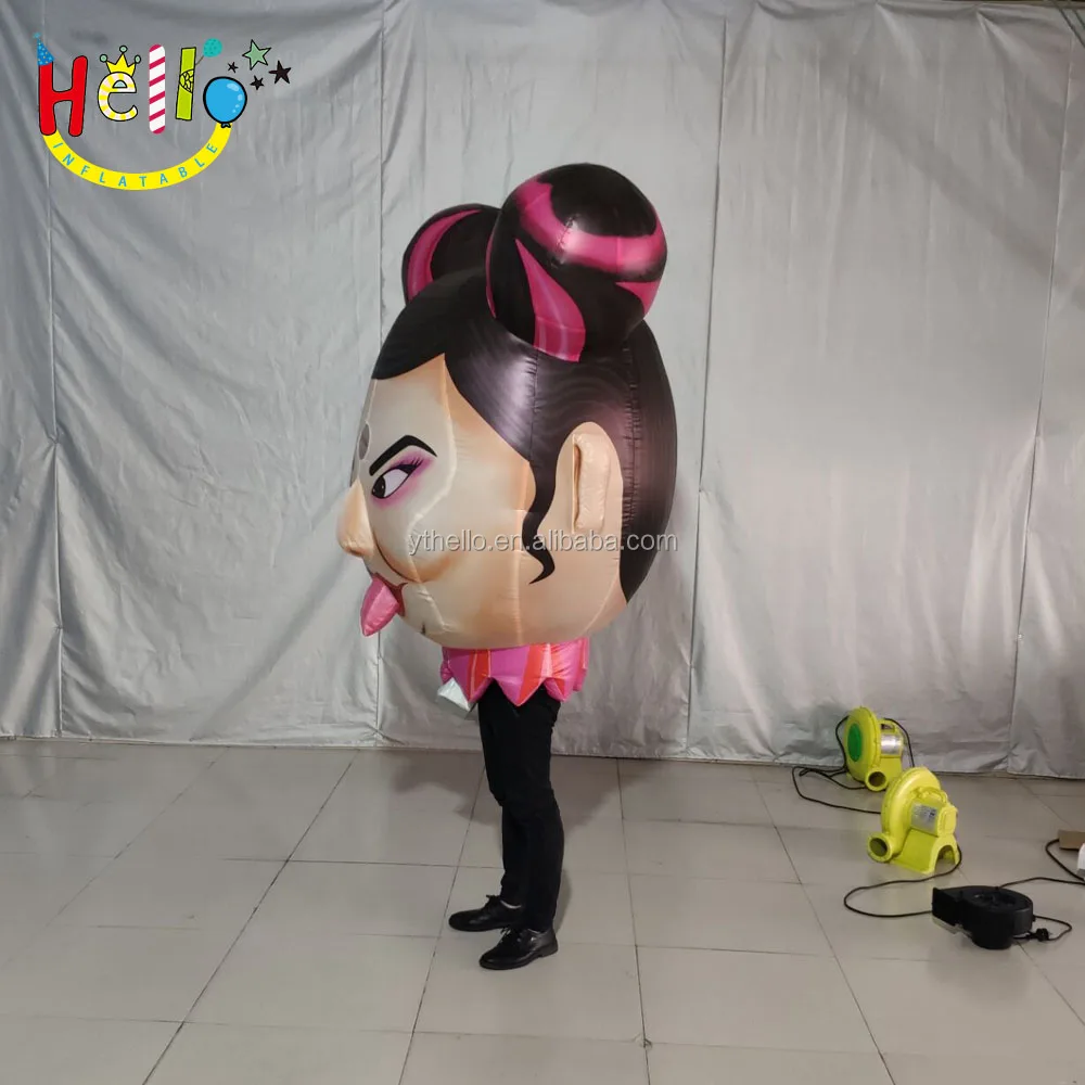 Advertising Funny Parade Walking Inflatable Big Head Girl Doll Costume ...