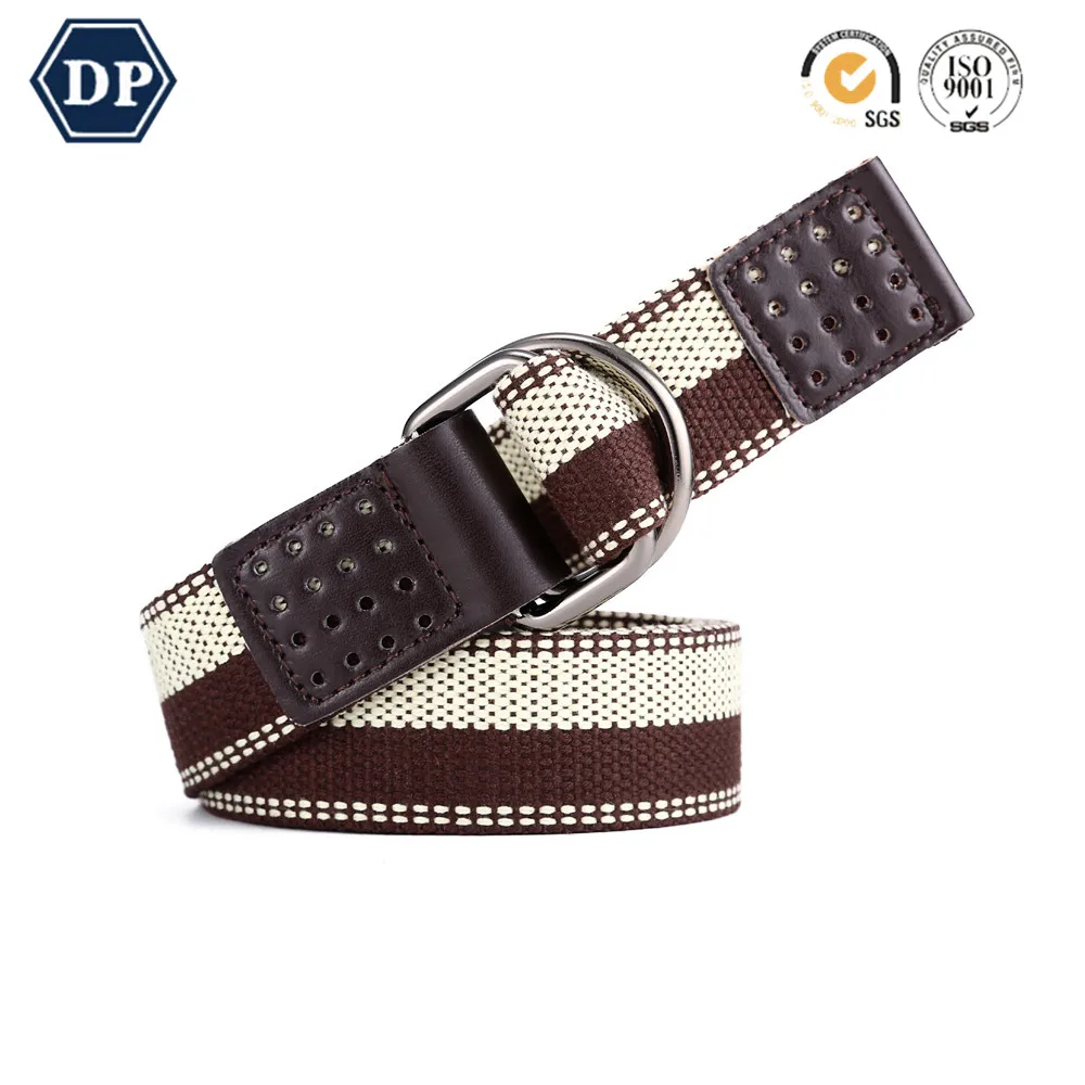 Custom Men Web Cotton Belt Double D Ring Buckle Canvas Belt - Buy ...