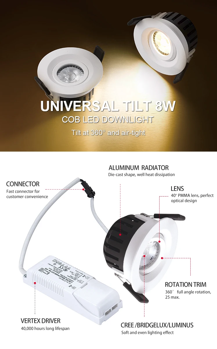 Vertex 8w Cob Led Light Downlight 24v Led Recessed Down Light - Buy ...