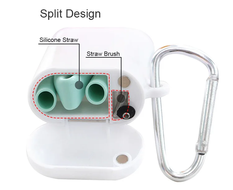 Reusable Straw Packaging Portable Pink Reusable Straw Collapsible Straw ...