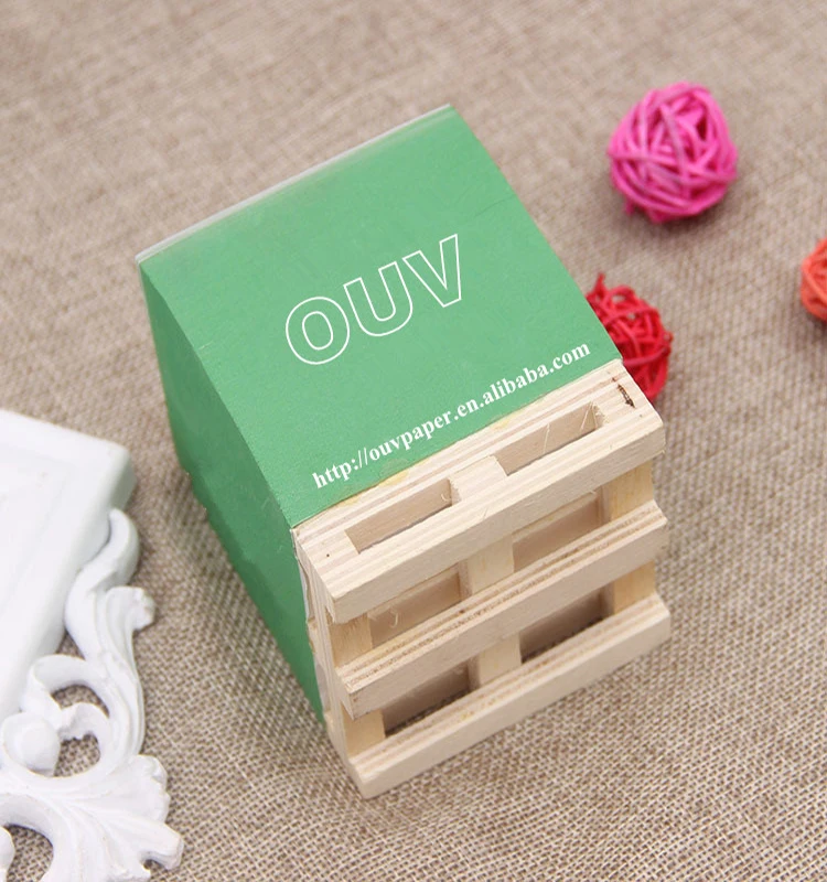 OUV Custom Promotion 3D Memo Paper Block Sticky Note With Wooden Pallet ...