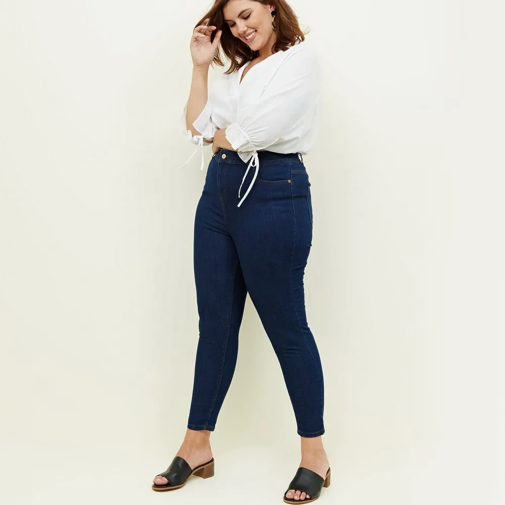 Plus Size Ladies Black High Waist Stretch Boot Cut Flare Wide Leg Denim ...