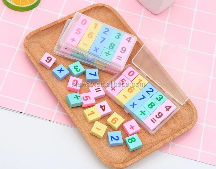 Letters & Numbers Cute Eraser Set with Pink Erasers - OEM | Wholesale