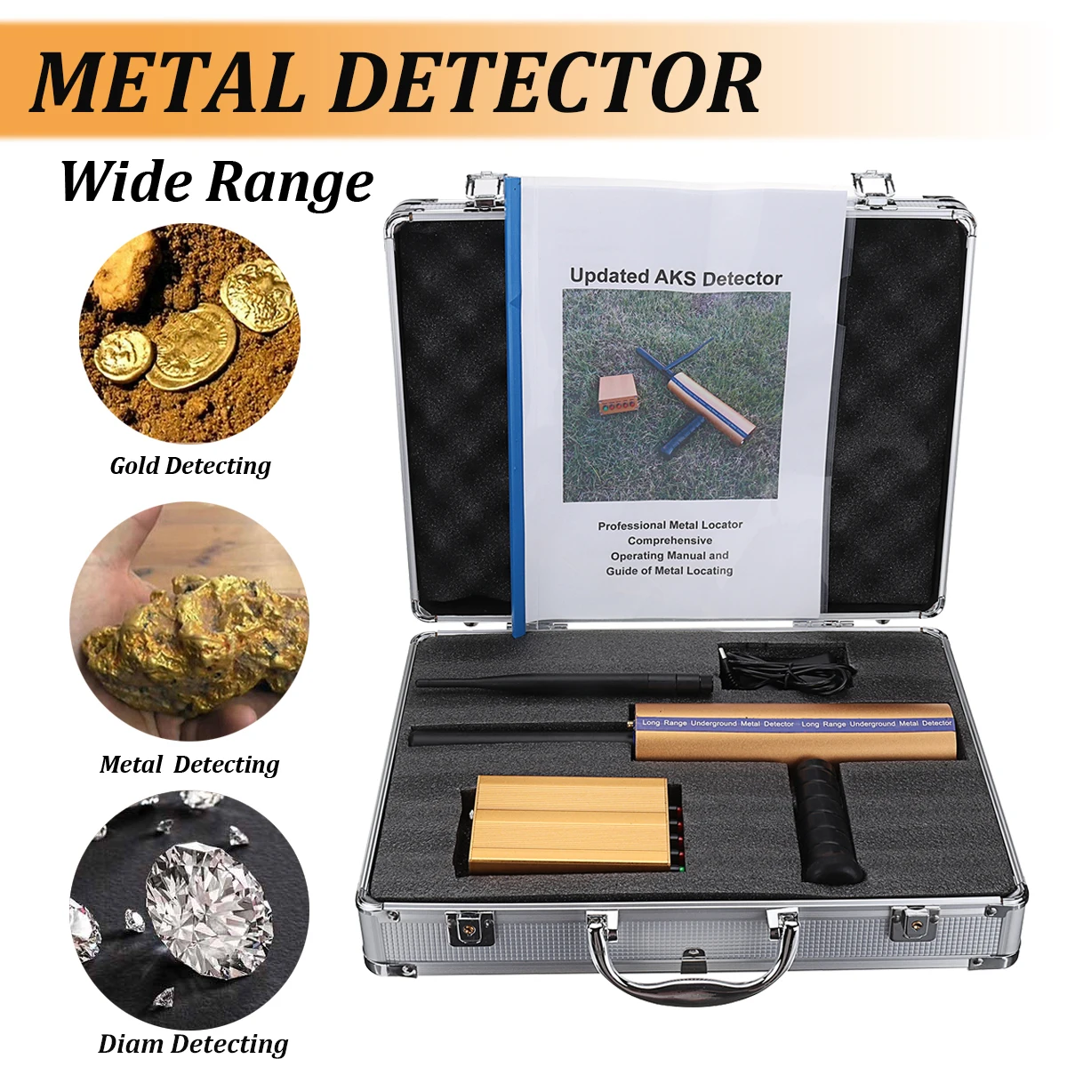 20M Depth AKS 3D Portable Gold Detector - Precision & Range