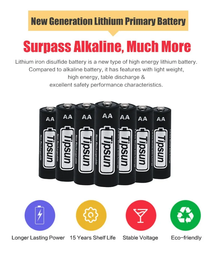 Light Weight Aa Lithium Primary Battery 1.5v - Buy Lithium Primary ...