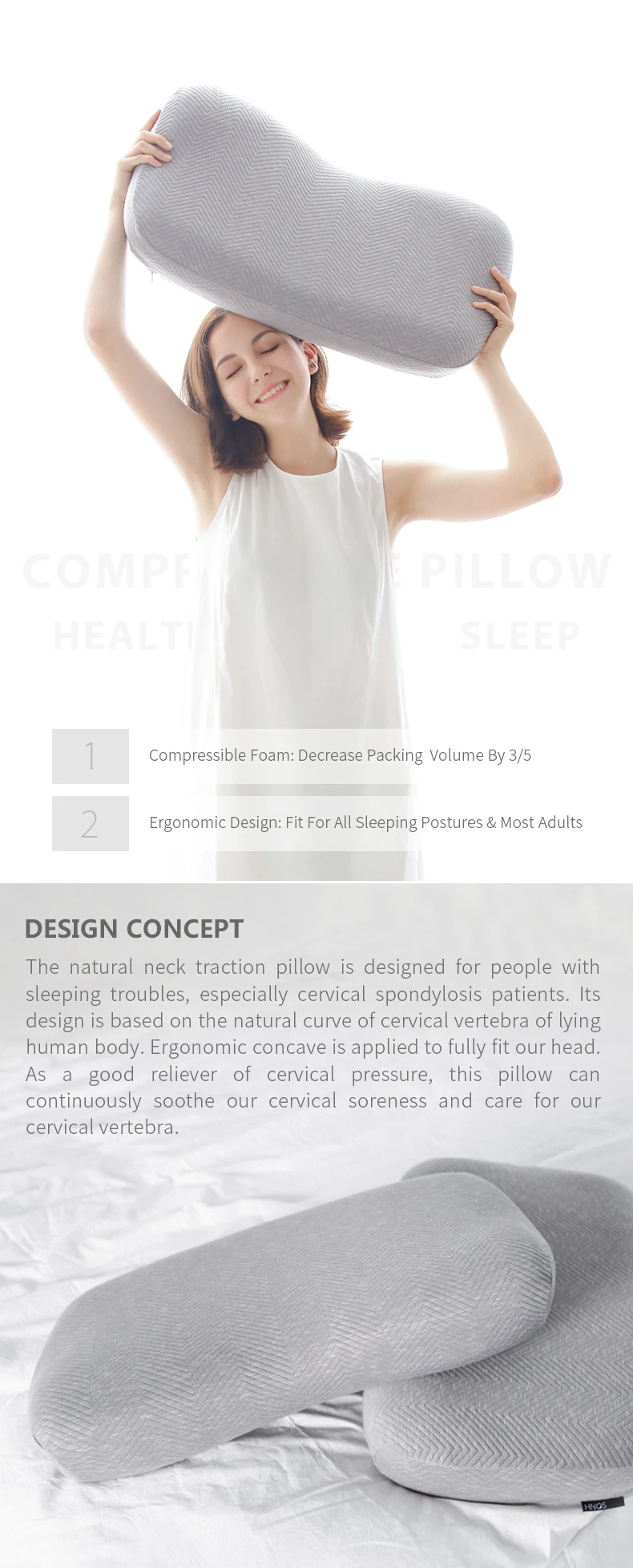 Orthopedic Bed Rest Anti Wrinkle Snore Pillow - Memory Foam