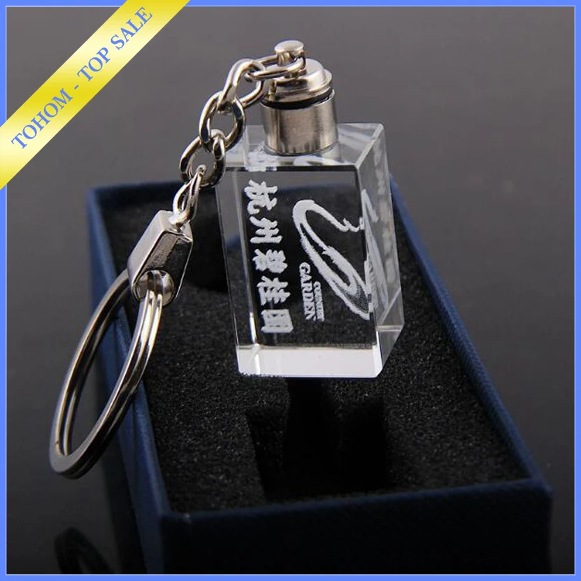 Best Selling 3d Laser Engraving Crystal Glass Keychain