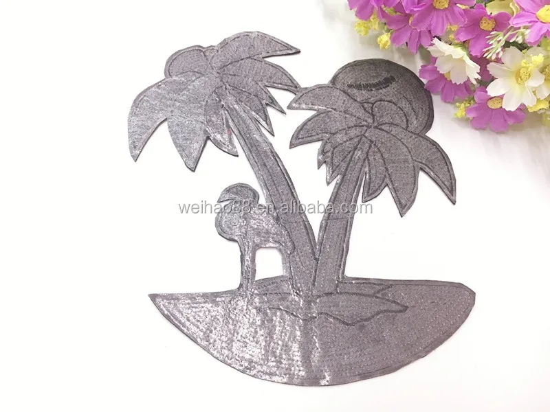 Coconut Palm/ Tree Sequin Embroidered Patches/sequin Applique - Buy Christmas Sequins Appliques ...