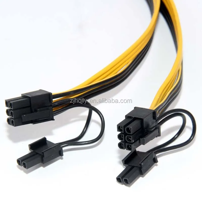 Dual PCI-E 8 Pin 6+2 Pin PCIE Splitter Power Cable with Spade Terminals ...