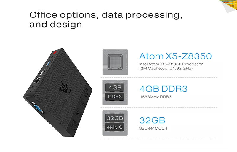 Intel Atom X5-z8350 Os Win 10 4gb Ram 32gb Rom Media Tv Box Z8350 Azw ...