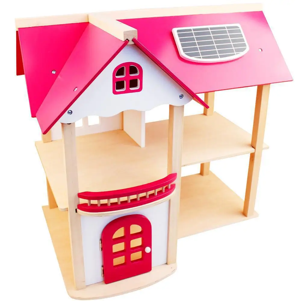 Wholesale Wooden Pretend Play Toy Ez8128 Pink Doll House With Furniture ...