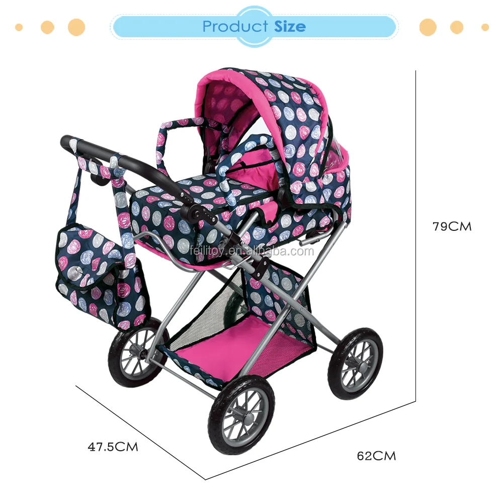 Feili Stroller - Deluxe Doll Pram with Storage & Carrier