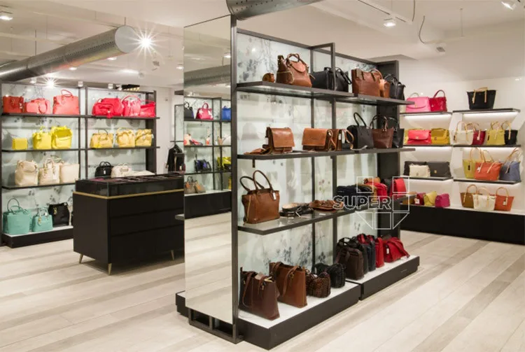 Luxury Wood Shelves for Displaying Fashion Handbags & Shoes