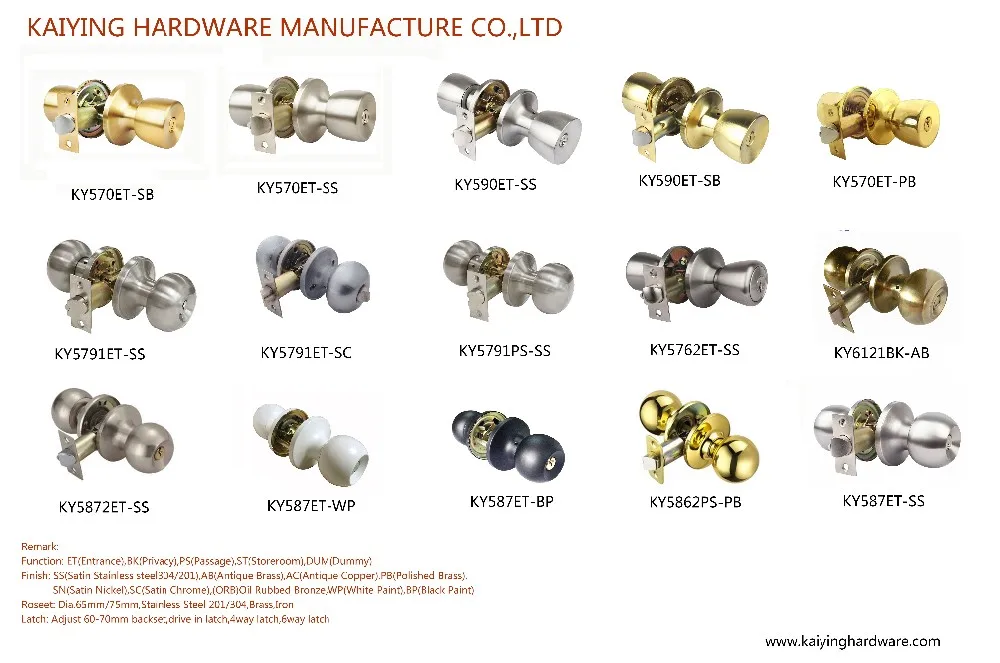 Mechanical Door Handle Lock Tubular Structure Keyed Entrance Privacy ...