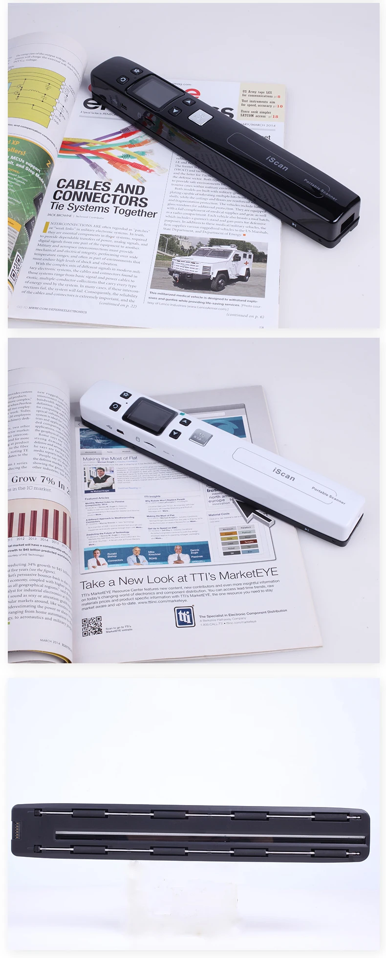 1050dpi A4 Color Portable WIFI Document Scanner with Battery