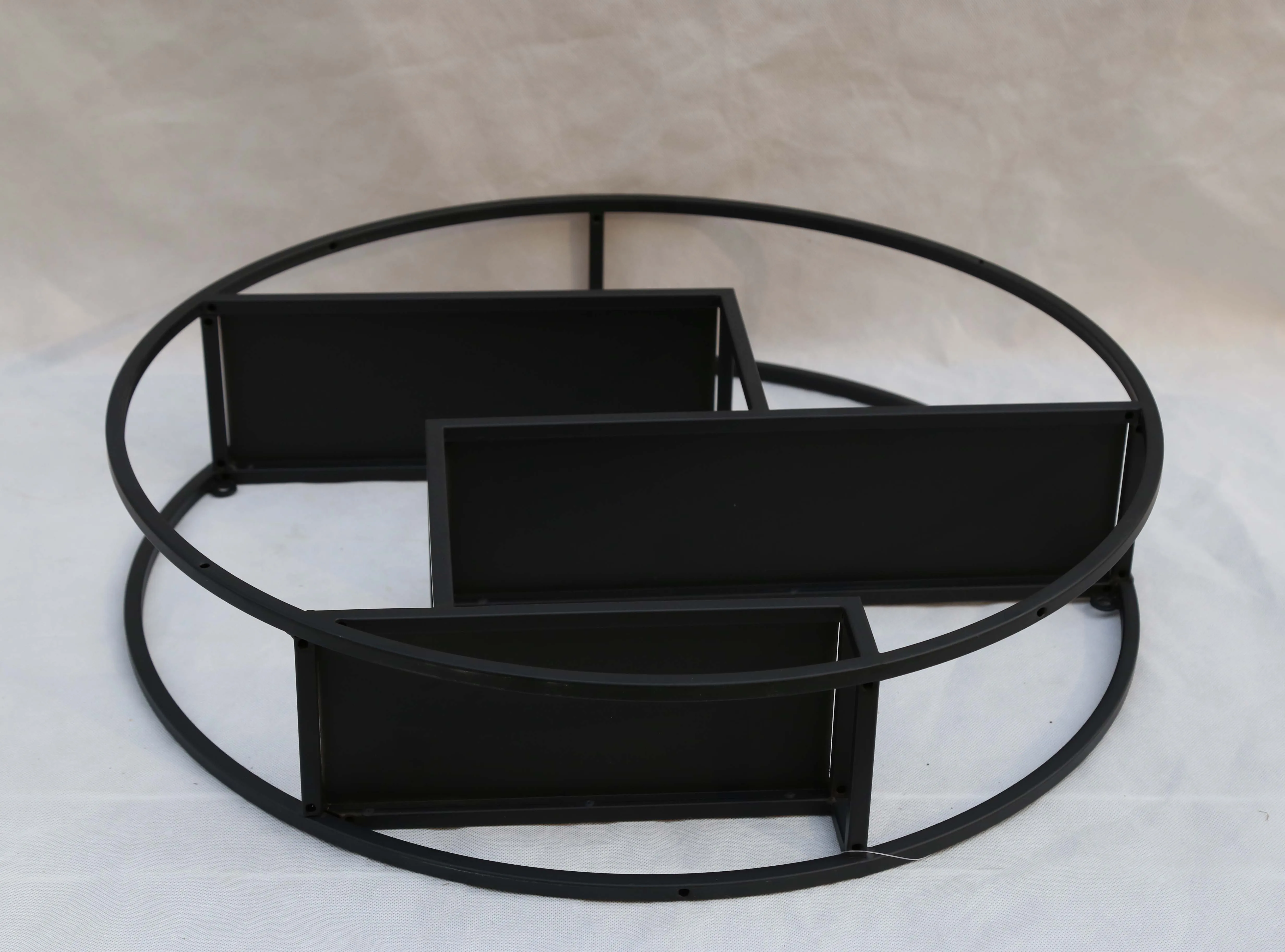 Retro Round Wall Unit Wood Metal Hanging Shelf Office Sundries Art ...