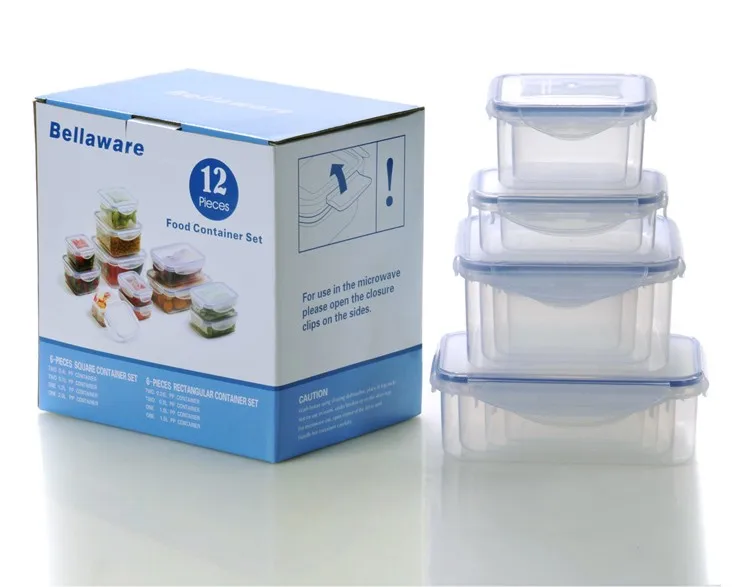 Wholesale Rectangle 12 Piece Pp Plastic Stackable Food Containers With ...