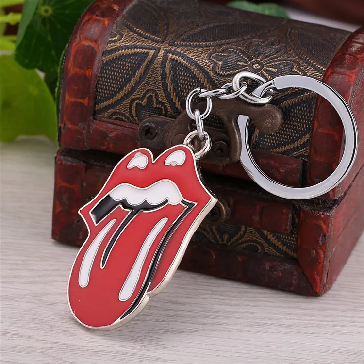 Music Rock Band Keychain Red Tongue Keychain Enamel Charm Carton ...