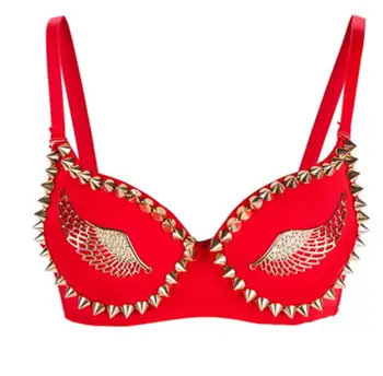 M812 D.y Fashion 2016 Sexy Gold Wing Rivet Punk Bra Steampunk Lingerie ...