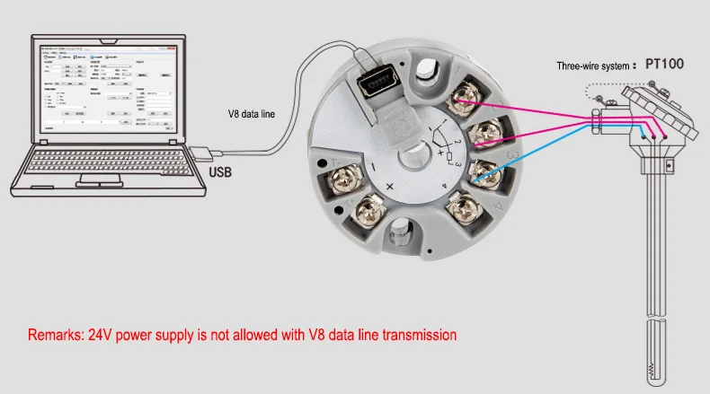 Intelligent 4-20mA Temperature Transmitter with PT100 Sensor for ...
