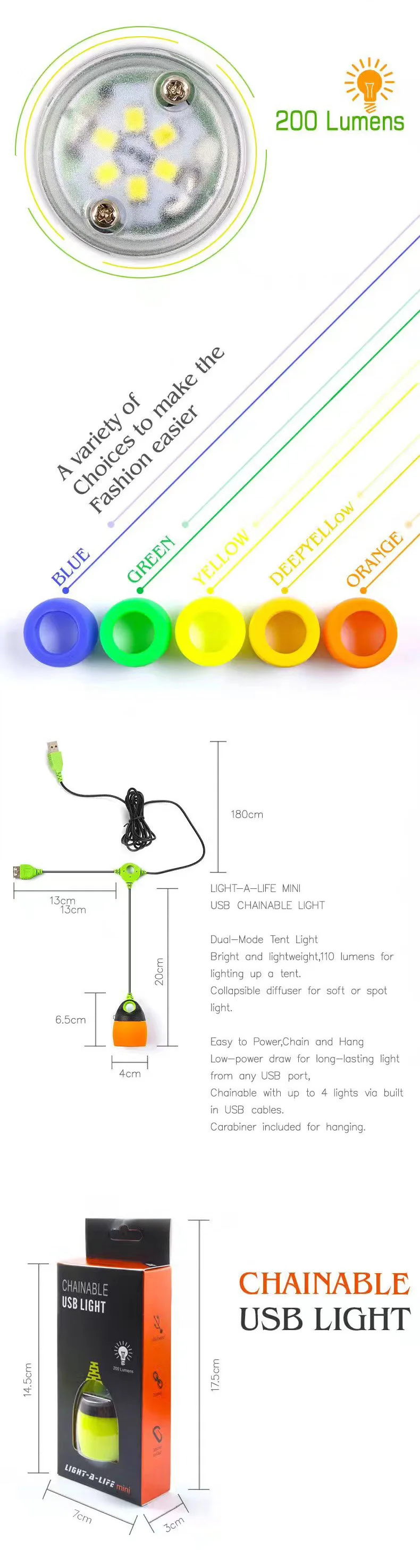 Usb Led Portable Decorative Light 200lm Mini Chainable String Led ...