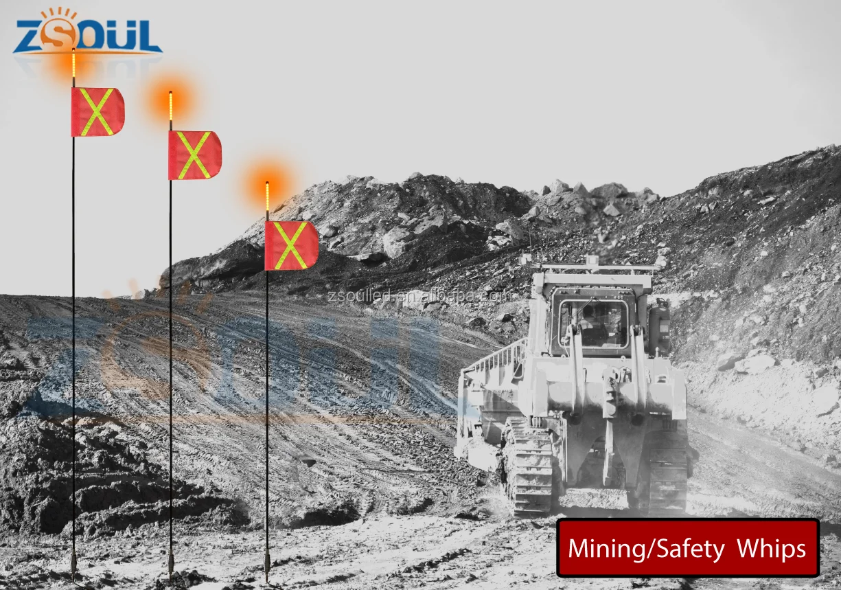 Mining Buggy Whip Antenna Flag Pole - 2/3/4/5/6 Feet LED Light for ...