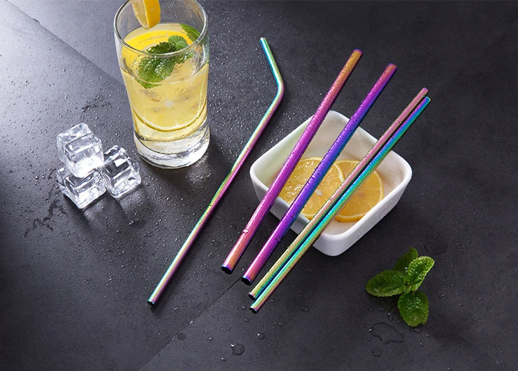 Reusable Iridescent Color Cool Drinking Straw Wholesale Bent Stainless ...