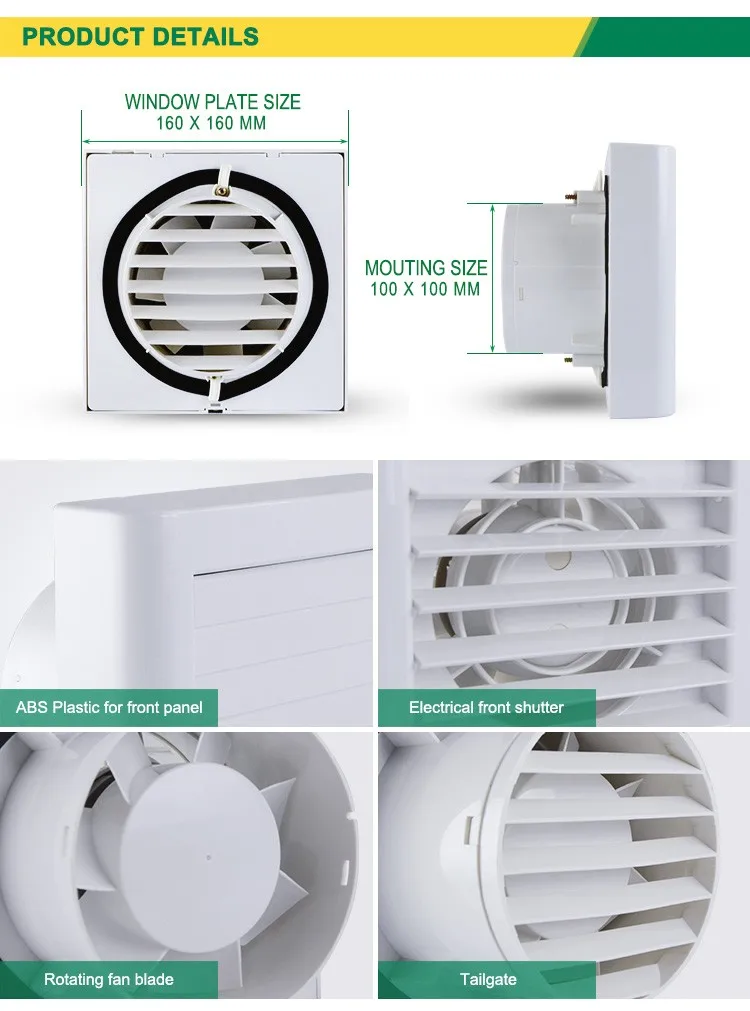 4" Mini Small Glass Window Mounted Air Extractor Ventilating Exhaust ...